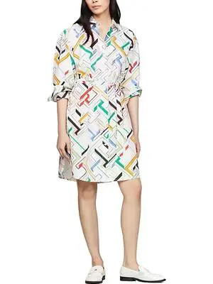 Tommy Hilfiger Monogram-print Shirt Dress - White