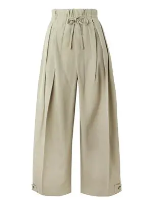 JIL SANDER Pleated Wide-leg Wool-twill Pants - Green