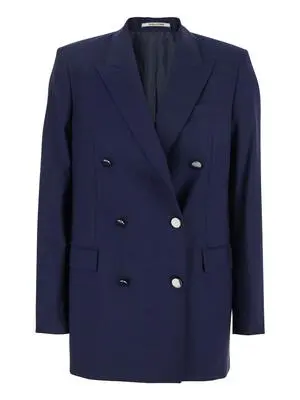 TAGLIATORE Tagliatore Virgin Wool Double-Breasted Jacket With Classic Lapels