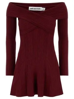 SELF-PORTRAIT Self-Portrait Velvet Long Dress Red