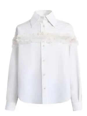 ALEXANDER MCQUEEN McQueen Ruffle-Inset Button-Down Blouse