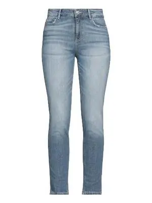 Guess Skinny Jeans With Leather Trims - Blue
