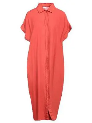 Rossopuro Midi Linen Shirt Dress - Orange