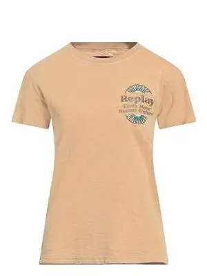 REPLAY T-shirt With Appliqués - Camel