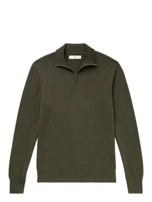 Purdey Linton Logo-embroidered Wool Half-zip Sweater - Green