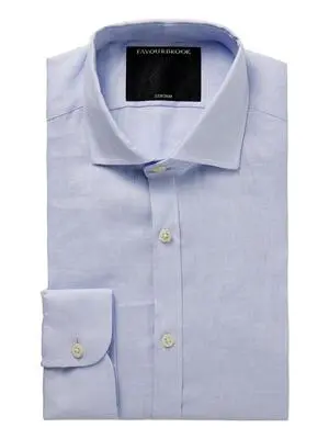FAVOURBROOK Bridford Cutaway-collar Linen Shirt - Blue