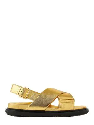 Marni Fussbett Metallic Leather Slingback Sandals - Gold