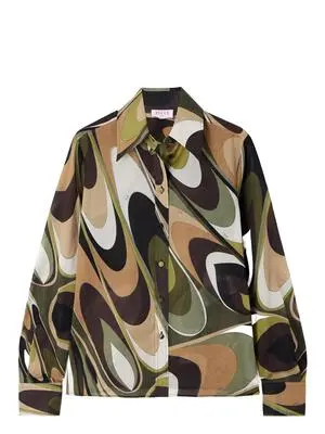 Emilio Pucci Onda Printed Cotton-muslin Shirt - Green