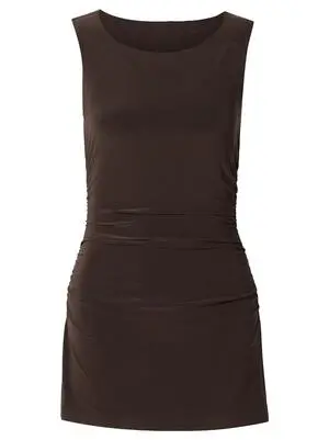 Norma Kamali Pickleball Ruched Mini Dress - Brown