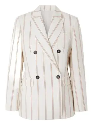 Brunello Cucinelli Striped Double-breasted Blazer - Off-white