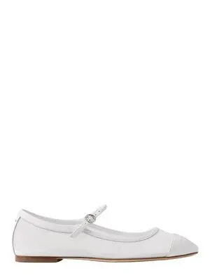 AeydĒ Uma Mesh And Leather Mary Jane Flats - White