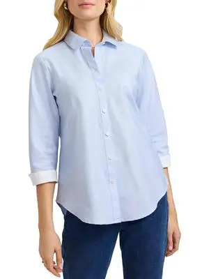 Foxcroft Margie Three-quarter Sleeve Button-up Shirt - Soft Blue
