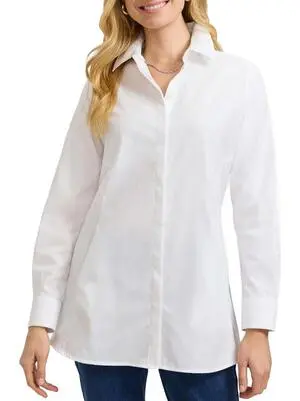 Foxcroft Cici Cotton Tunic Shirt - White