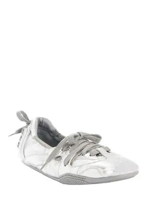 Acne Studios Bilaria Metallic Leather Sneakers - Silver/grey