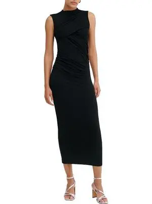 MARCELLA Huron Ruched Sleeveless Dress - Black