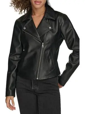 LEVI'S Essential Faux Leather Moto Jacket - Black