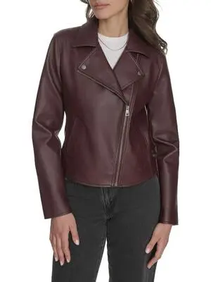 LEVI'S Essential Faux Leather Moto Jacket - Oxblood