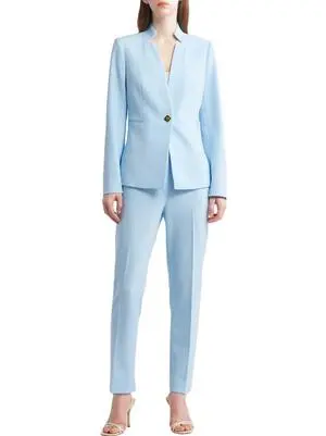 TAHARI ASL Notch Neck One-button Jacket - Ice Blue