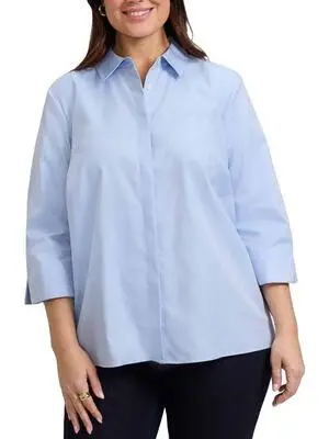 Foxcroft Beatrice Side Button Shirt - Soft Blue
