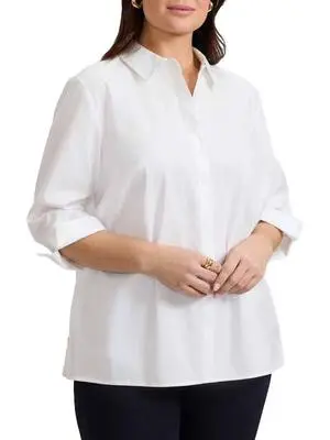 Foxcroft Beatrice Side Button Shirt - White