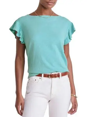 Vineyard Vines Vineyard Vines Flutter Sleeve Cotton T-shirt Aqua Haze