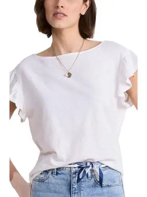 Vineyard Vines Flutter Sleeve Cotton T-shirt - White Cap