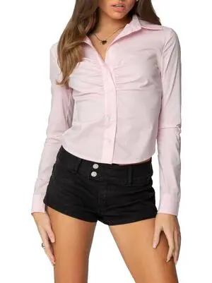 EDIKTED Delphina Ruched Shirt - Light-pink