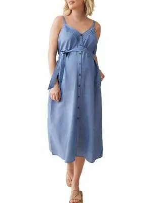 INGRID & ISABEL Maternity Shirt Dress - Chambray