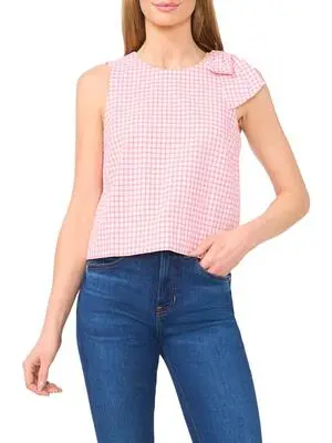 CECE DUPRAZ CeCe Gingham Bow Shoulder Top Confetti
