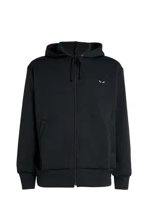 Play Comme Des Garcon Zip-up Hoodie With Heart Logo - Black