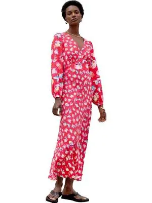 RO&ZO Floral And Spot Mix Dress - Pink