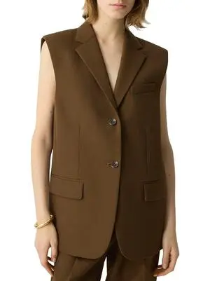 Theory Boxy Wool-blend Vest - Clove