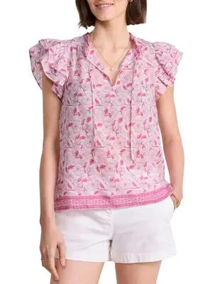 Vineyard Vines Print Ruffle Sleeve Top - Frangipani Marsh
