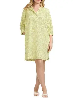 Foxcroft Foxcroft Sloane Leopard Print Shirtdress Chartreuse Multi