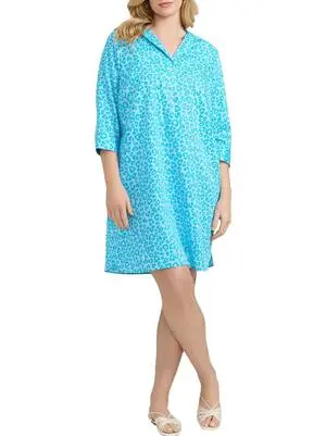 Foxcroft Foxcroft Sloane Leopard Print Shirtdress Ibiza Turq Multi