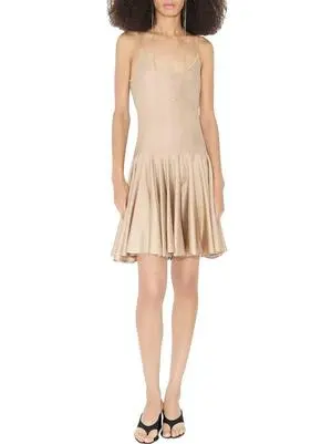 Alaïa Knit Slip Flared Dress - Beige Clair