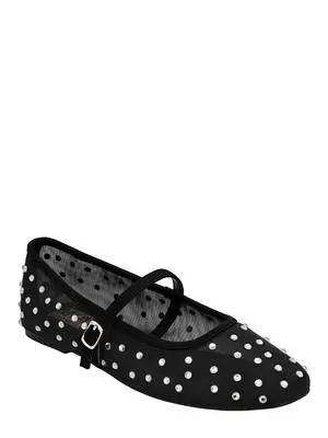 Mia Kerra Rhinestone Stud Ballet Flat - Black