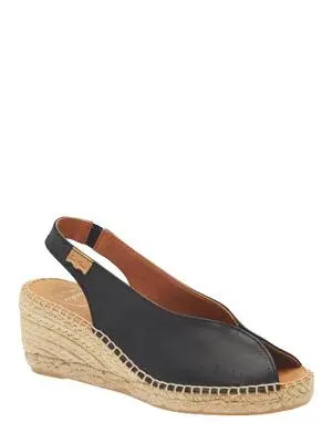 TONI PONS Laila Peep Toe Wedge Espadrille - Black