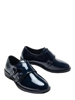 MOUSTACHE Patent Double Monk Strap Loafers - Navy