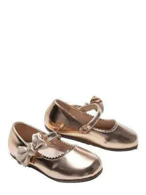 TULLEEN Tulleen Satin Elodie Bow Flats Champagne