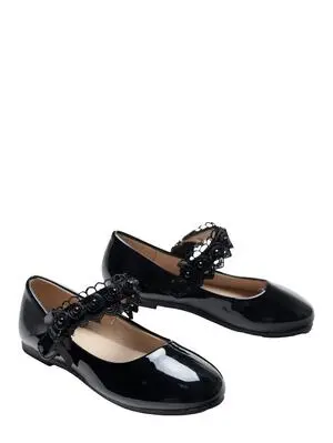 TULLEEN Tulleen Rose Pearl Doily Flats Black