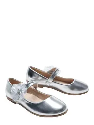 TULLEEN Haile Rhinestone Flower Flats - Silver