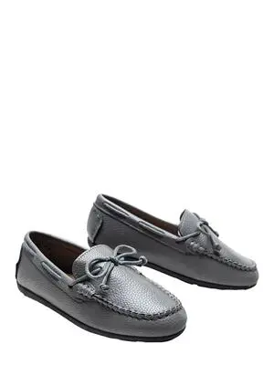 MOUSTACHE Leather Moccasin Loafers - Gray