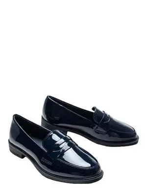 MOUSTACHE Patent Penny Loafers - Navy