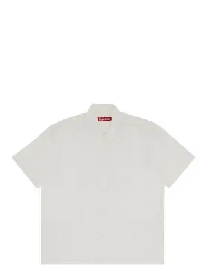 Supreme Mesh Panel Linen Short-sleeve Shirt - White