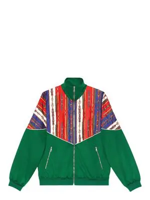 Gucci Belts Print Oversize Bi-material Jacket - Green
