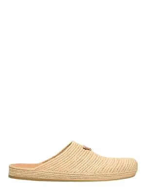 Prada Crochet Raffia Mules - Natural