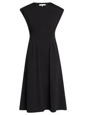 FRAME Jersey Nipped Midi Dress - Black