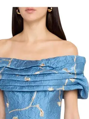 Rickie Freeman For Teri Jon Off-shoulder Gown - Slate Mult