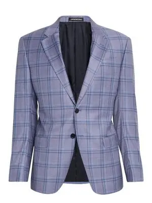 Emporio Armani Oversized Plaid Sport Coat - Purple